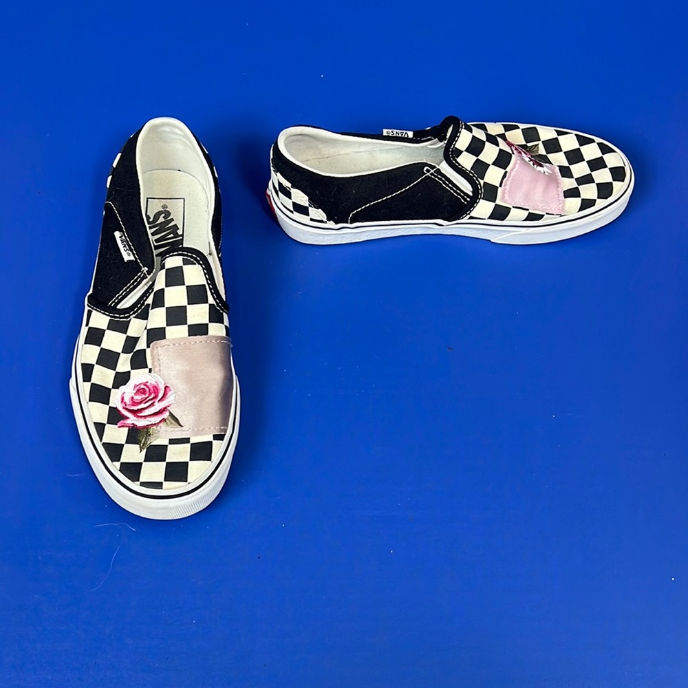 Vans Slip On Checked Embroidered Patch Skater Sneaker… - Gem